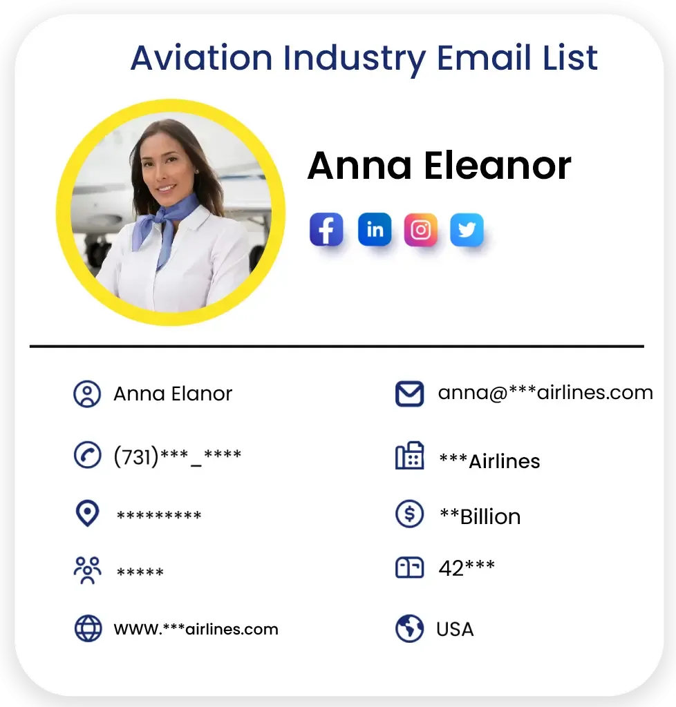 Aviation Industry Email List | Aerospace Industry Mailing List
